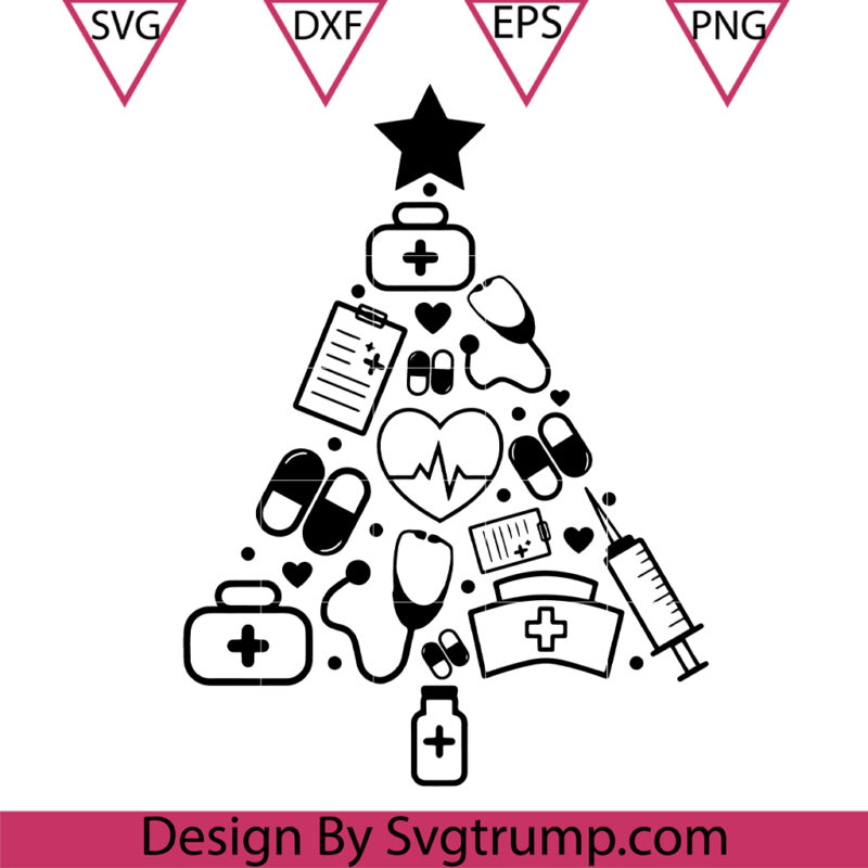 Christmas Tree Nurse Svg, Nurse Christmas Png - SVGTrump